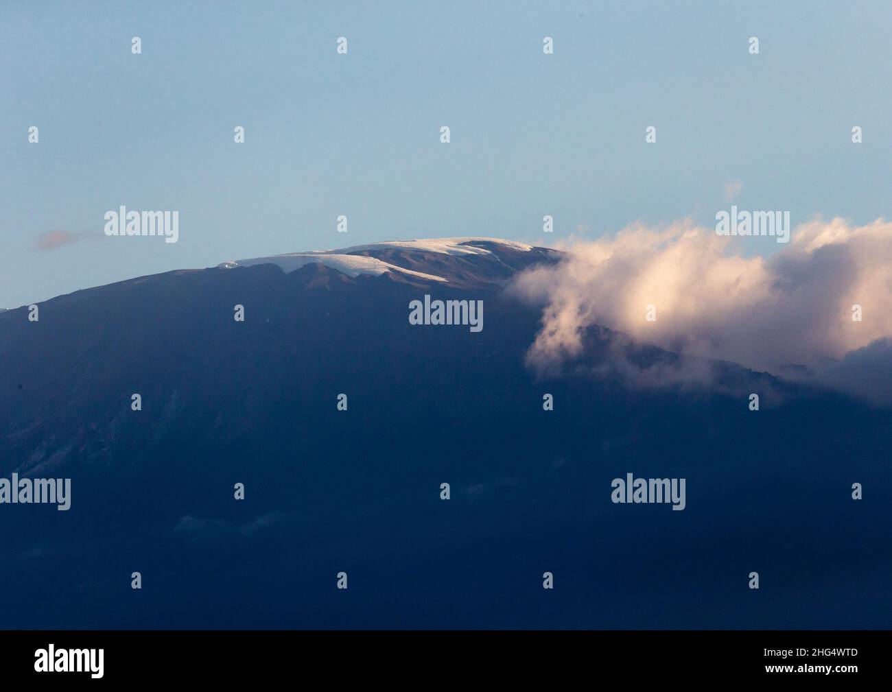 Snow at the top of Mount Kilimanjaro, Kajiado County, Amboseli, Kenya ...