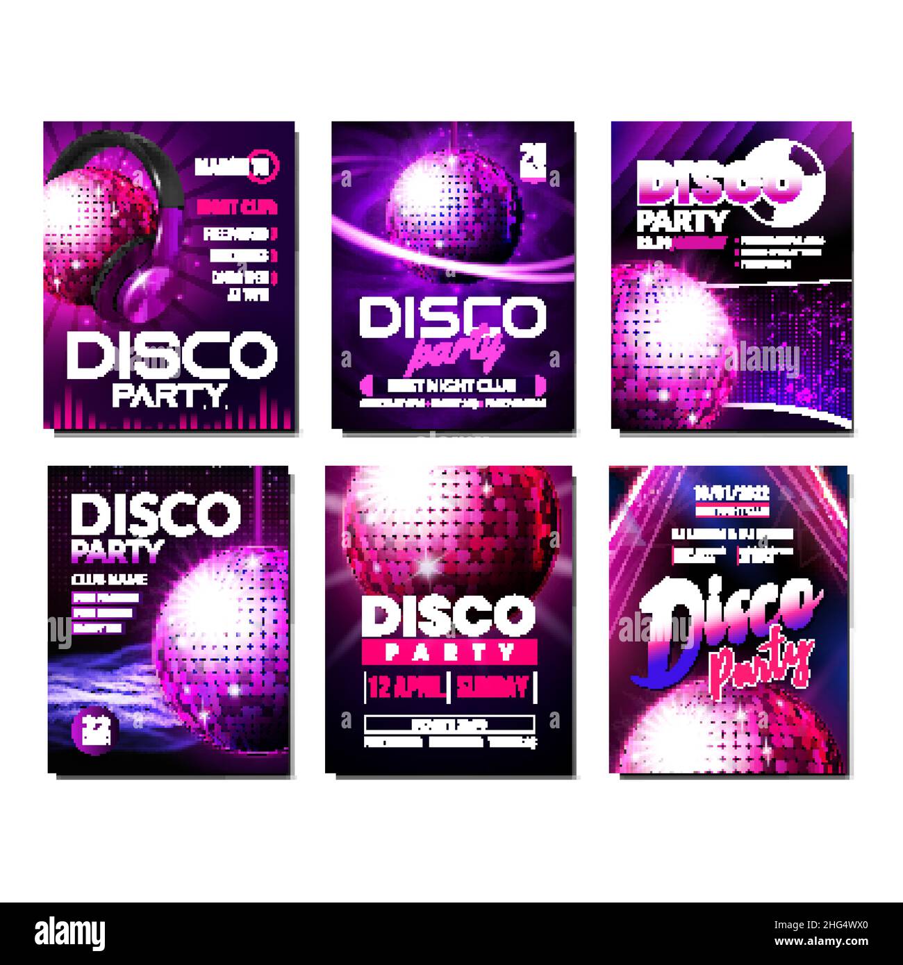 Disco music party poster background set Stock Vector Image & Art - Alamy