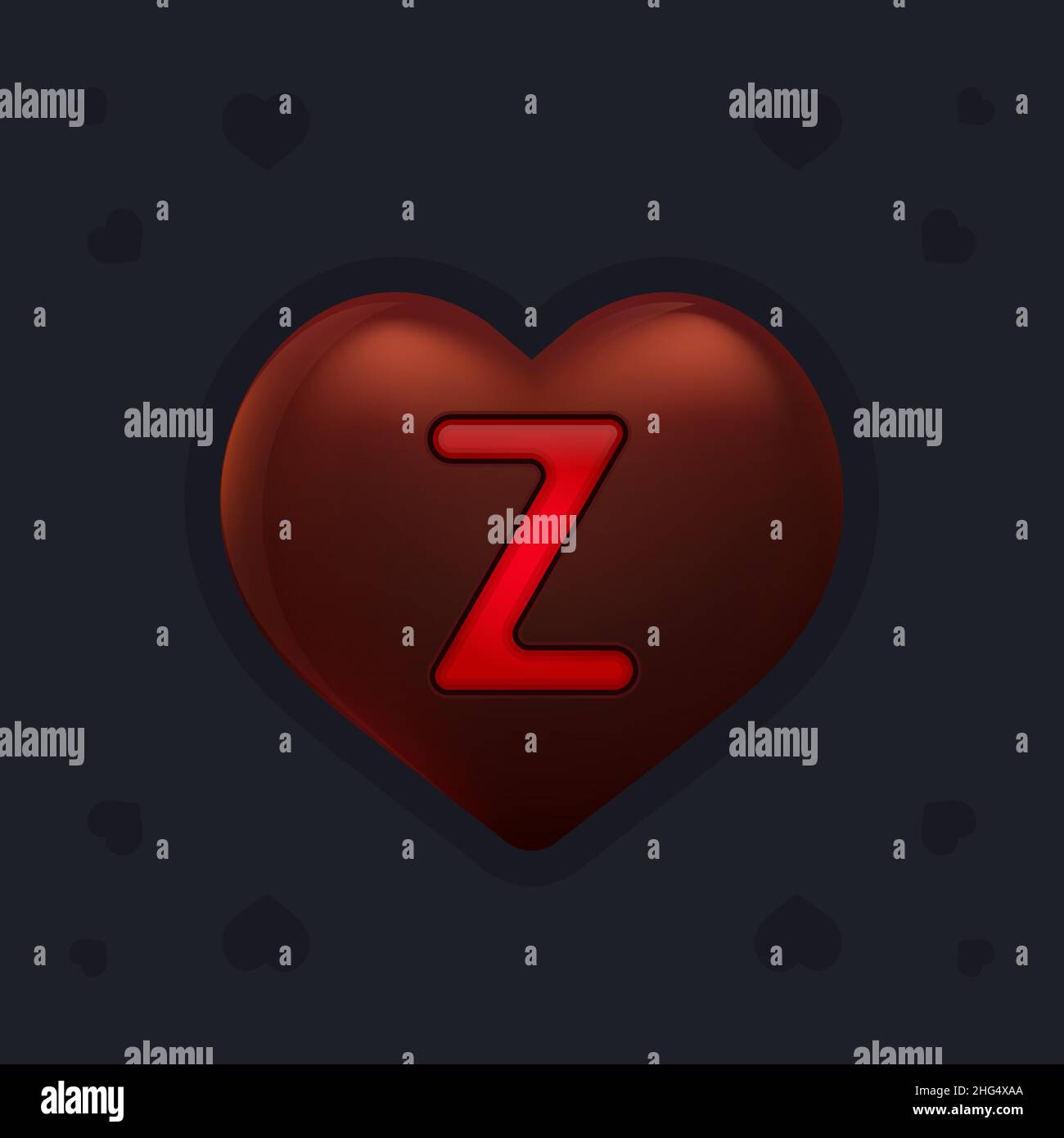 Chocolate heart with a marmalade letter Z inside. Valentines day ...