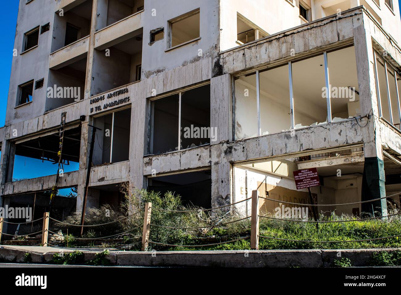 Varosha, Northern Cyprus - January 06, 2022 Cityscape of Varosha, a ...