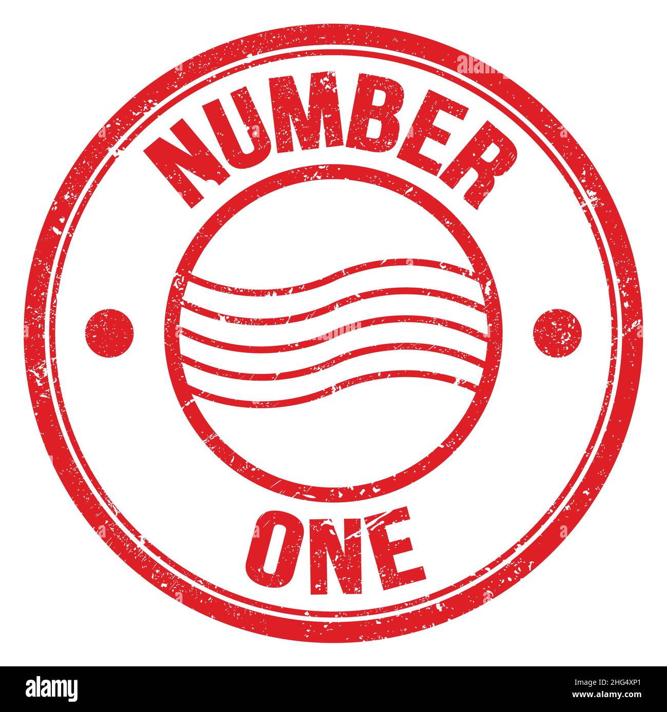 NUMBER ONE text written on red round postal stamp sign Stock Photo - Alamy