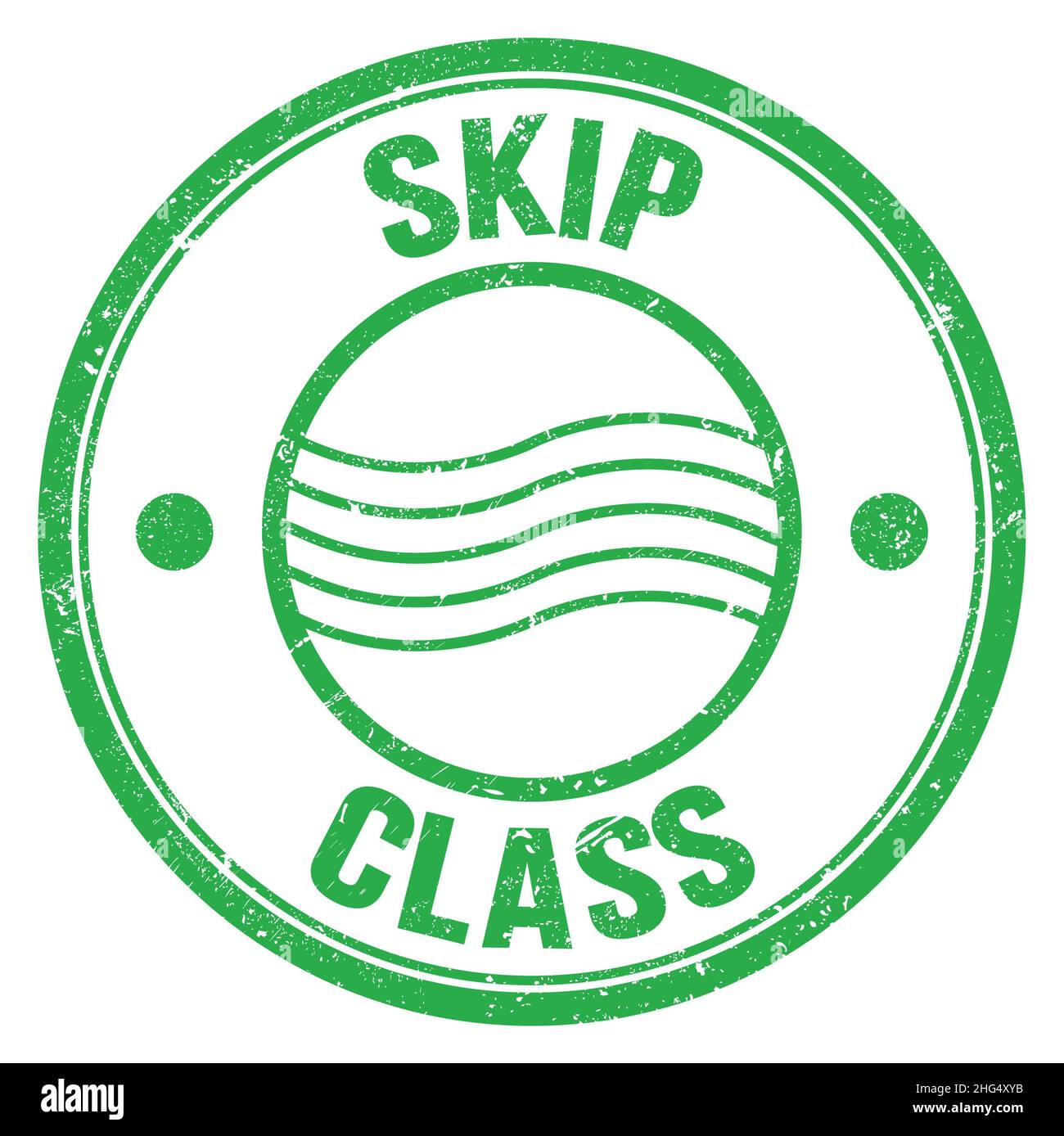 SKIP CLASS text written on green round postal stamp sign Stock Photo ...