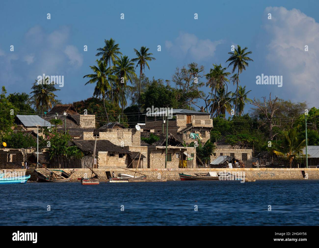 Houses on the waterfront, Lamu County, Matondoni, Kenya Stock Photo - Alamy