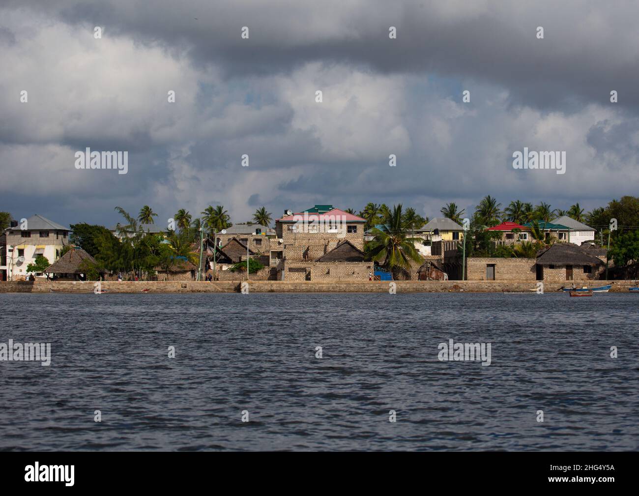 Houses on the waterfront, Lamu County, Matondoni, Kenya Stock Photo - Alamy