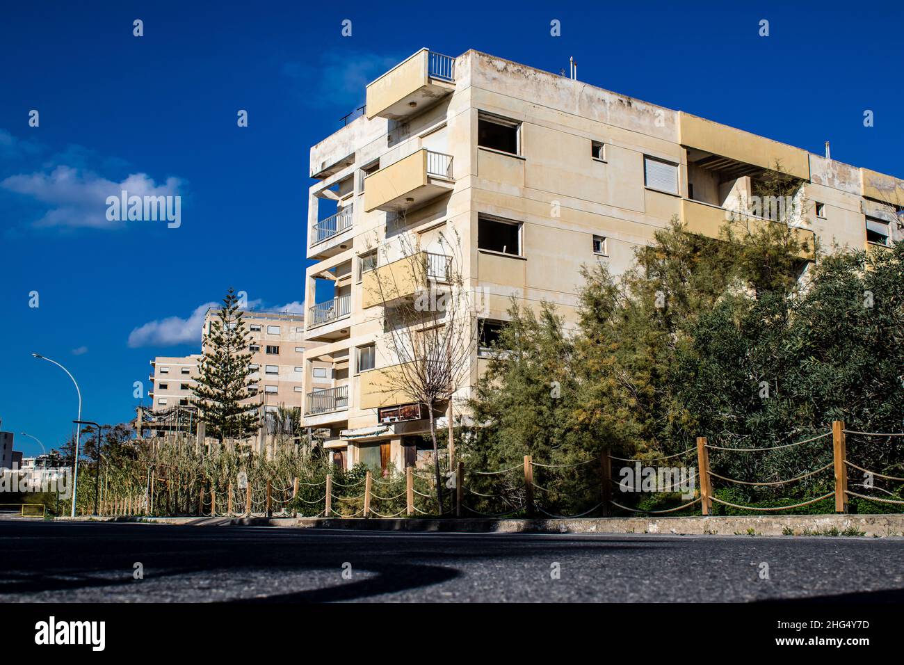 Varosha, Northern Cyprus - January 06, 2022 Cityscape of Varosha, a ...