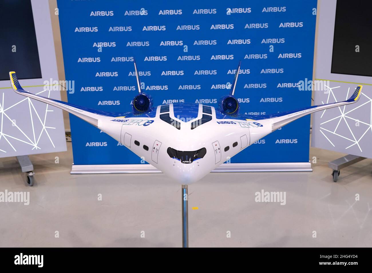 18 January 2022, Hamburg: A model of the planned hydrogen-powered ...