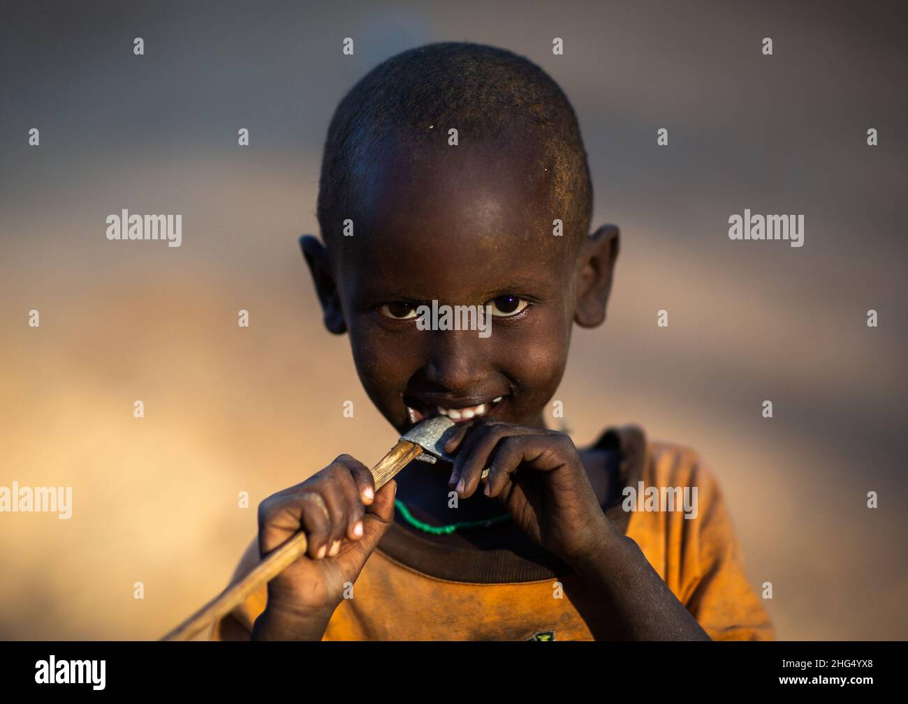 Portrait of a Samburu tribe boy, Marsabit District, Ngurunit, Kenya ...
