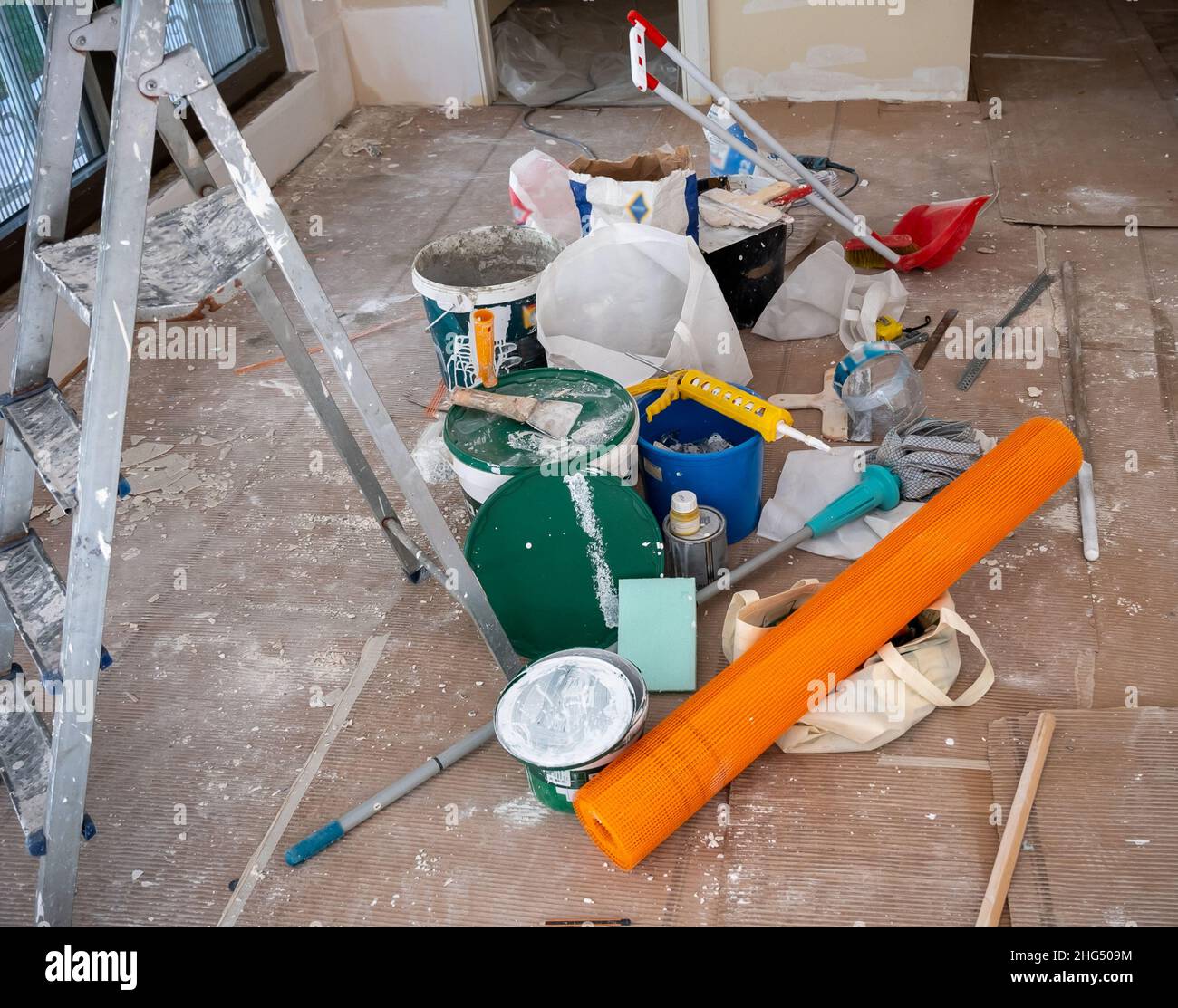 lot of work for new house renovation with all the tools and equipments ...