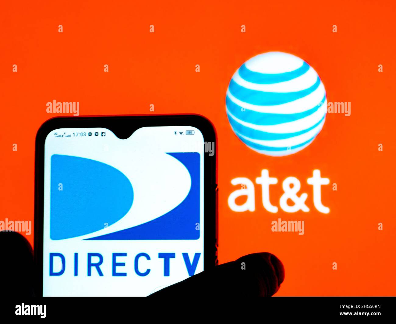 In this photo illustration, the Directv logo is seen displayed on a ...