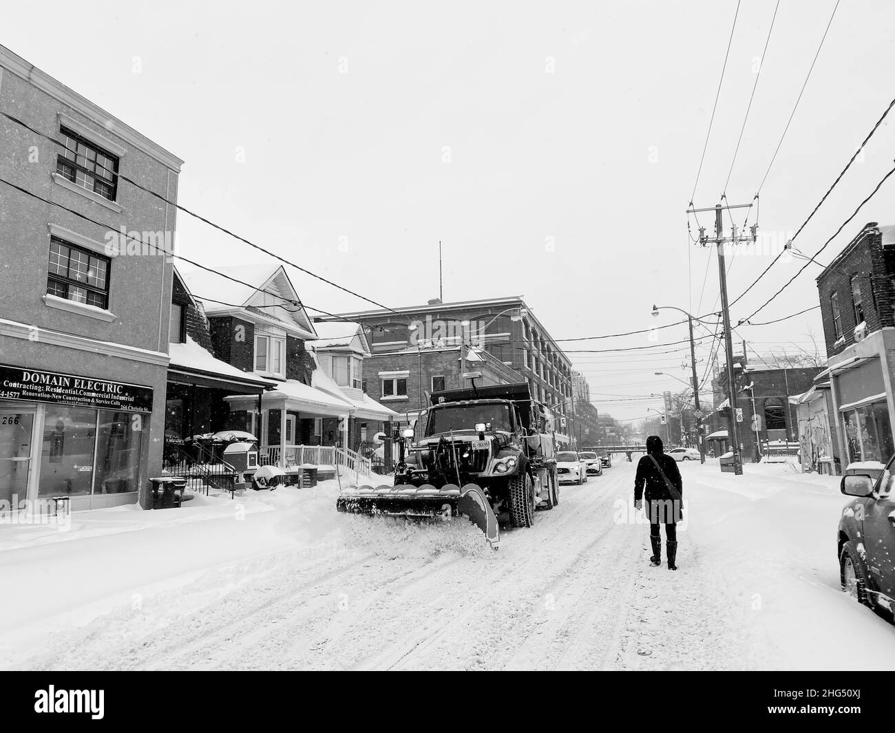 Snowstorm at airport Black and White Stock Photos & Images - Alamy