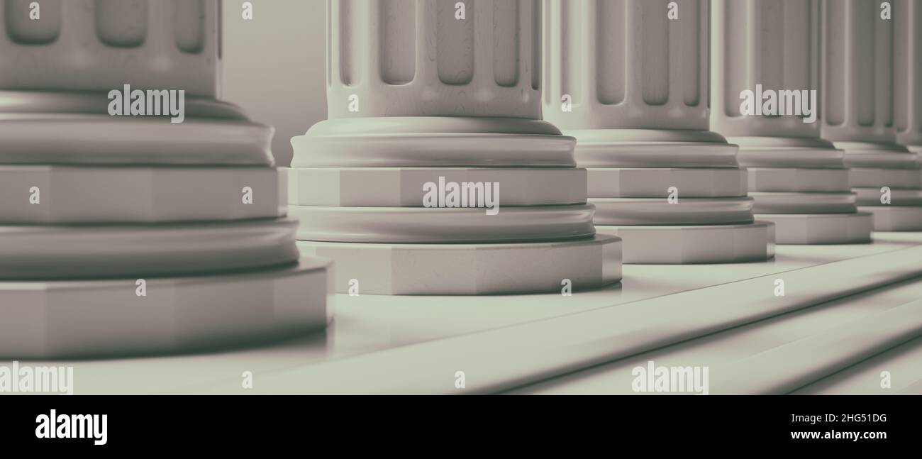 Pillar and Stair, courthouse building facade, stone marble column and ...