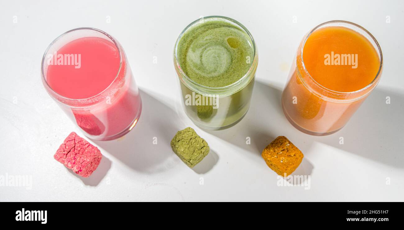 Modern Dissolvable Drinks concept, healthy homemade Dissolvable frozen ...