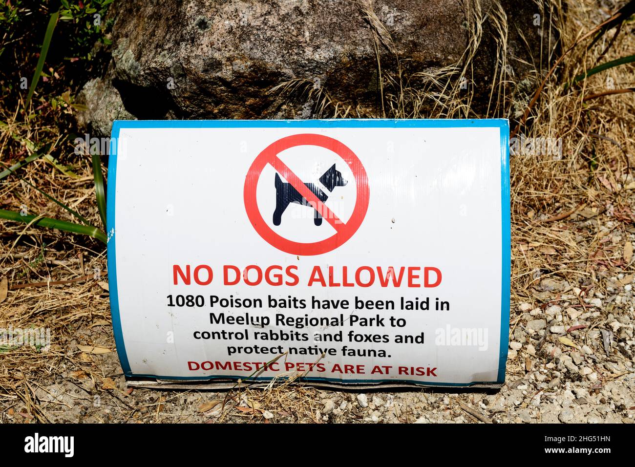 Sign warning of the dangers to domestic animals of 1080 Poison baits ...