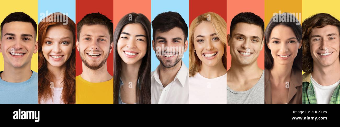 Set of portraits of various people different nationalities Stock Photo ...