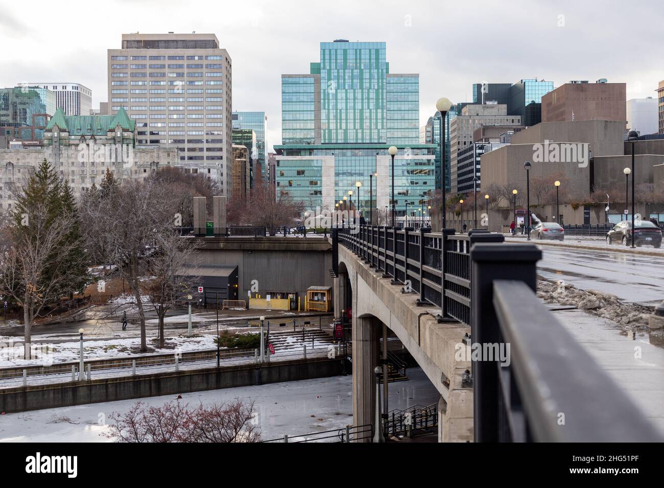 Ottawa, Canada - December 16, 2021: City view of busy street in ...