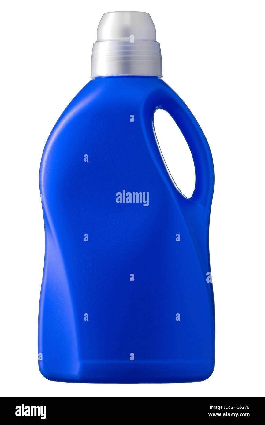 Blue plastic bottle with a handle isolated on a white background ...