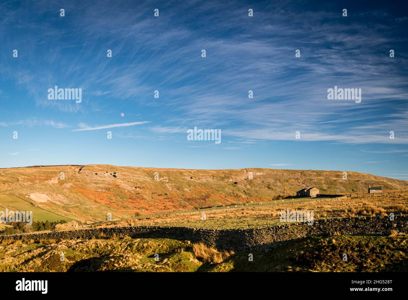 A summer HDR of Yellow Houses on the moors above Arkle Town ...