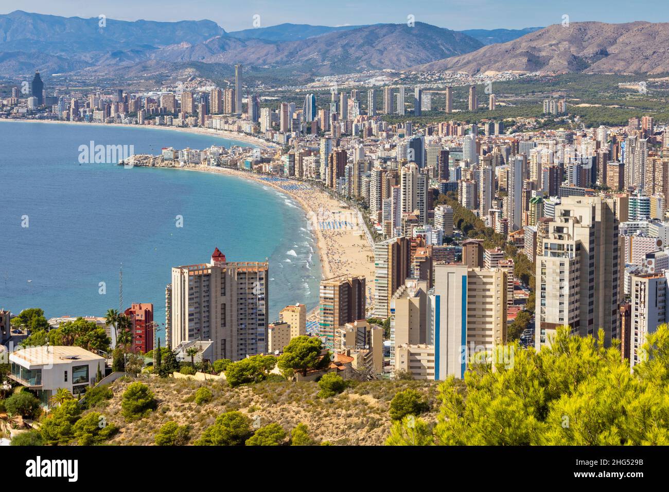 Overall view of Benidorm, Costa Blanca, Alicante Province, Spain ...