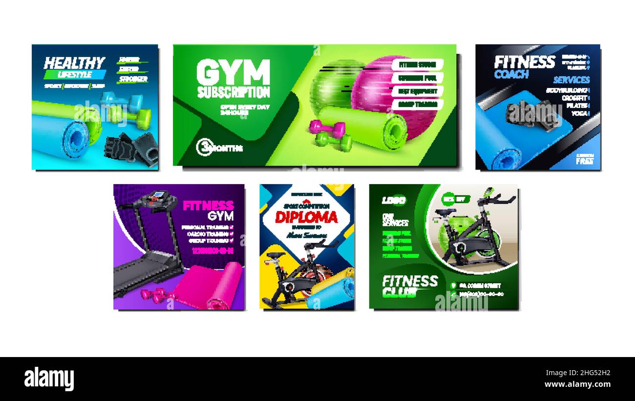 Gym poster sport workout backgroun set vector Stock Vector Image & Art ...