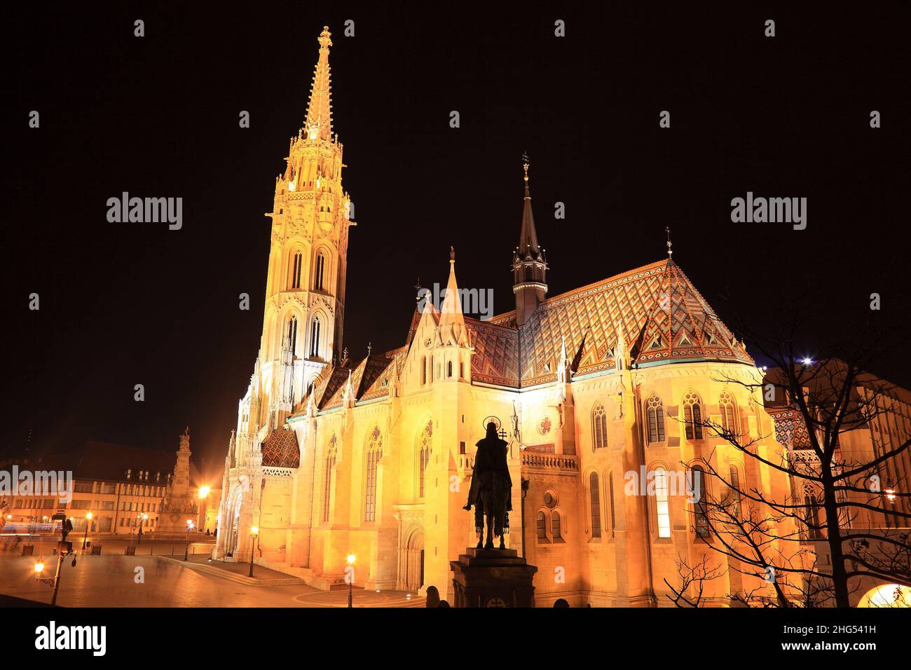 Matthias Church, located in Budapest, Hungary, in front of the ...
