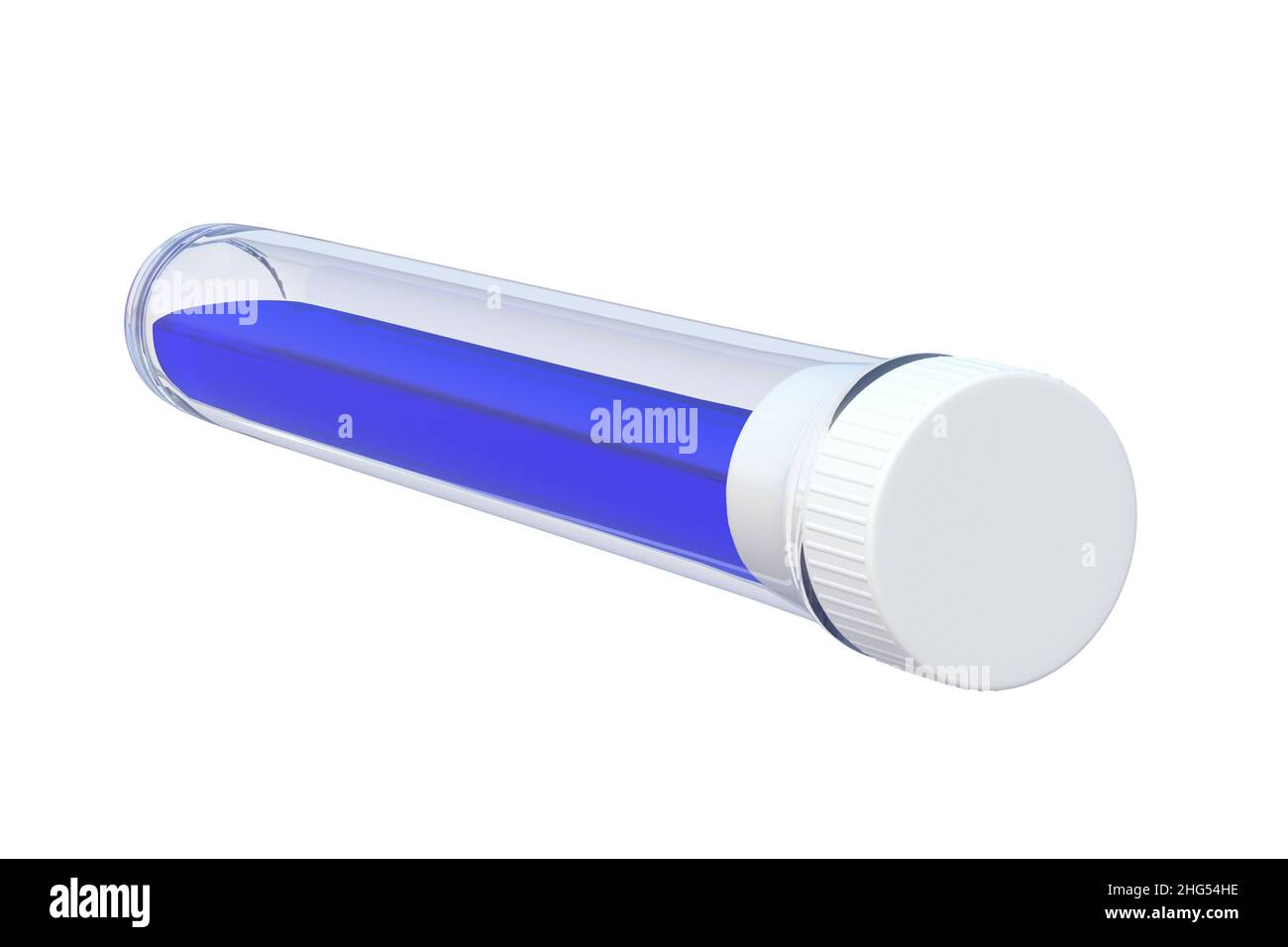 Test tube with cap and liquid isolated on white background. 3d render ...