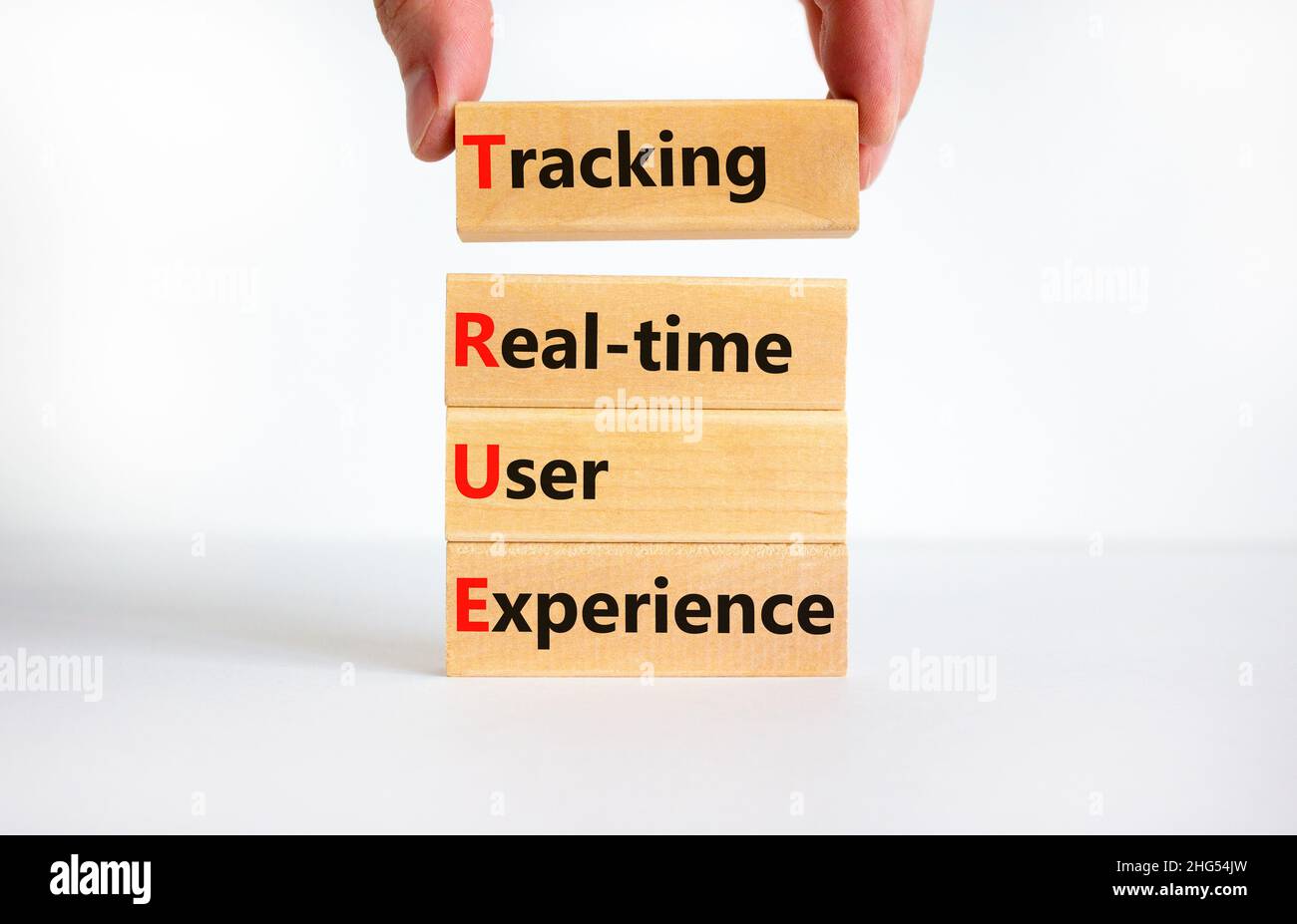 TRUE tracking real-time user experience symbol. Concept words TRUE ...