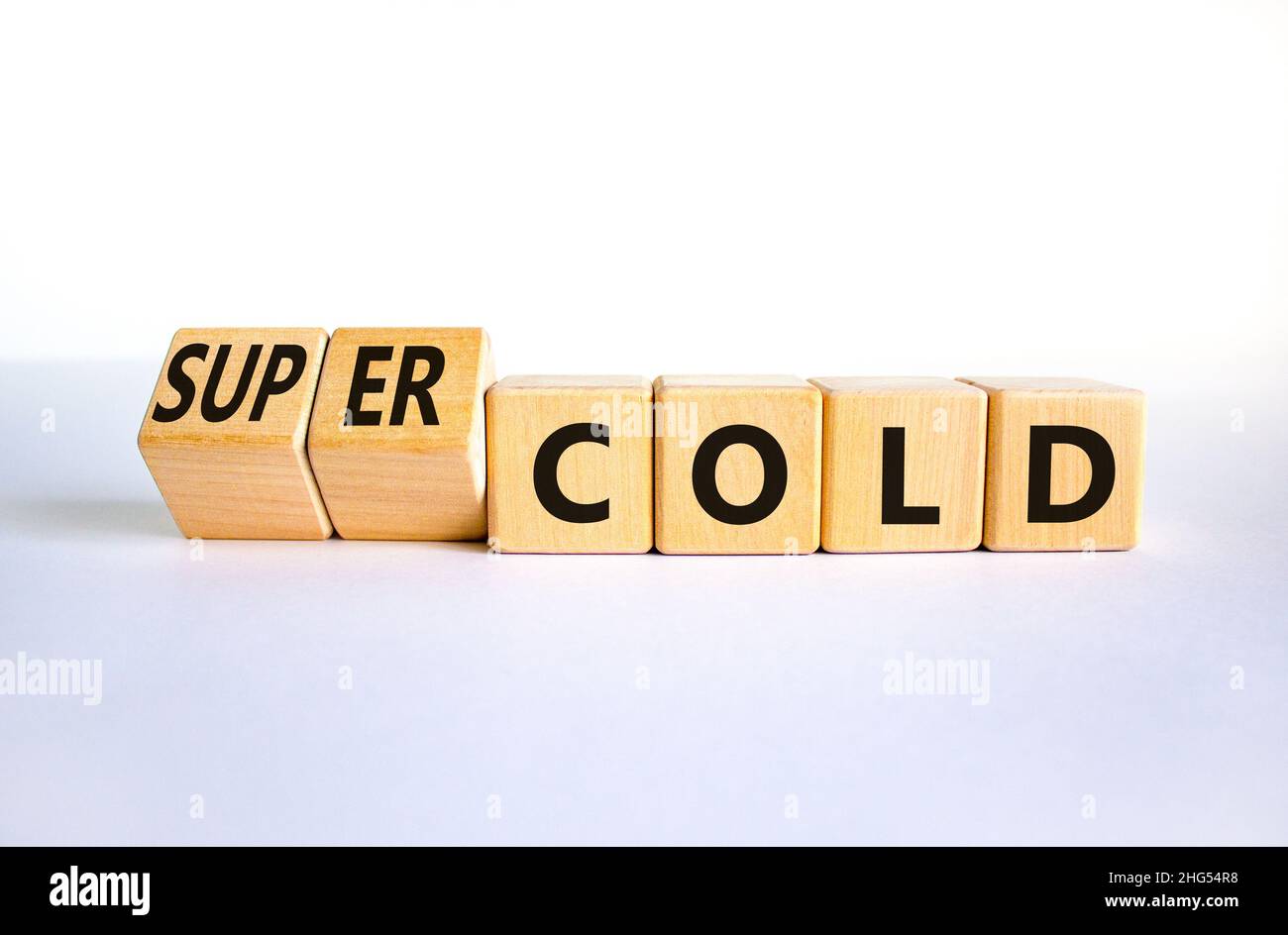 Super cold symbol. Turned wooden cubes and changed concept words cold ...