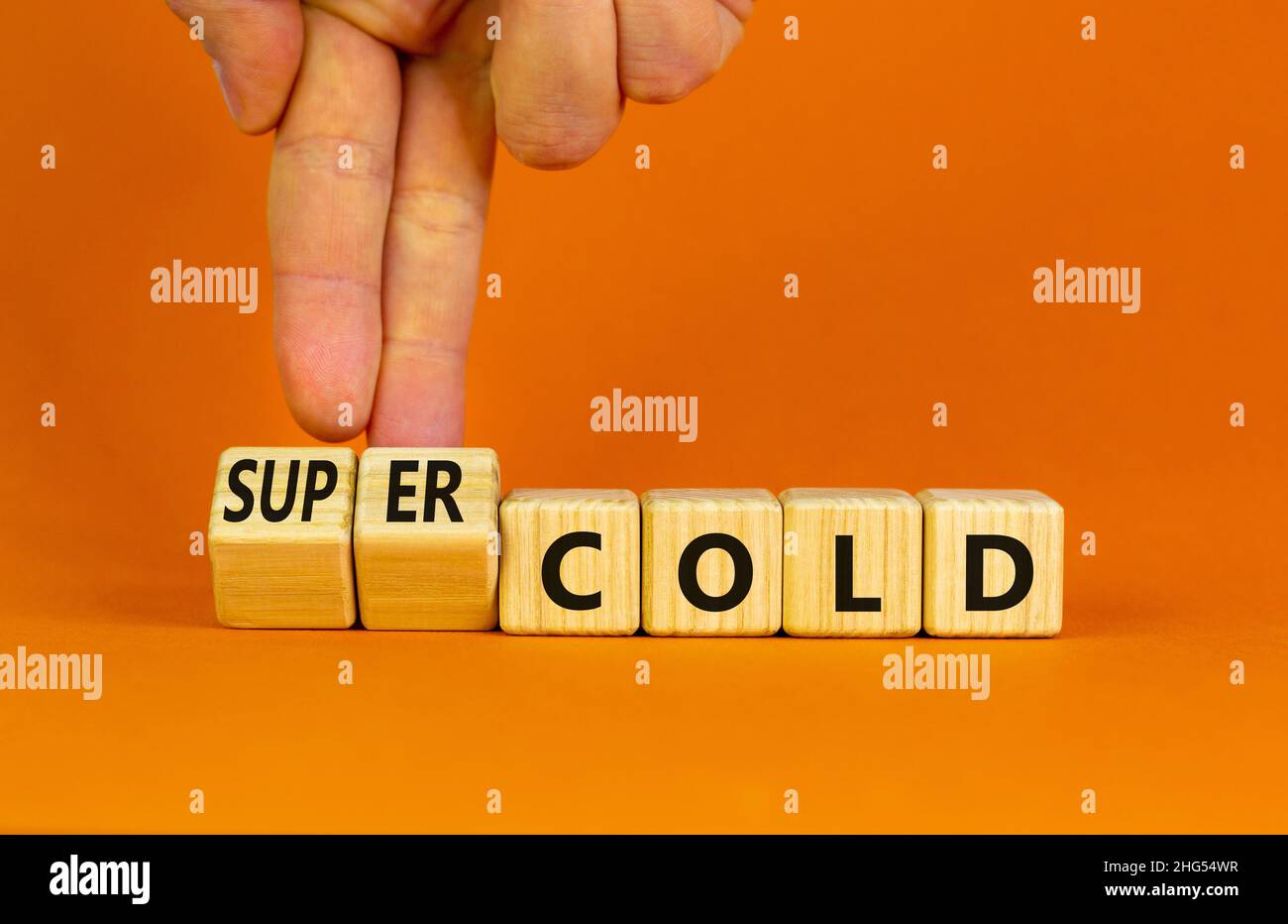 Super cold symbol. Doctor turns wooden cubes and changes concept words ...