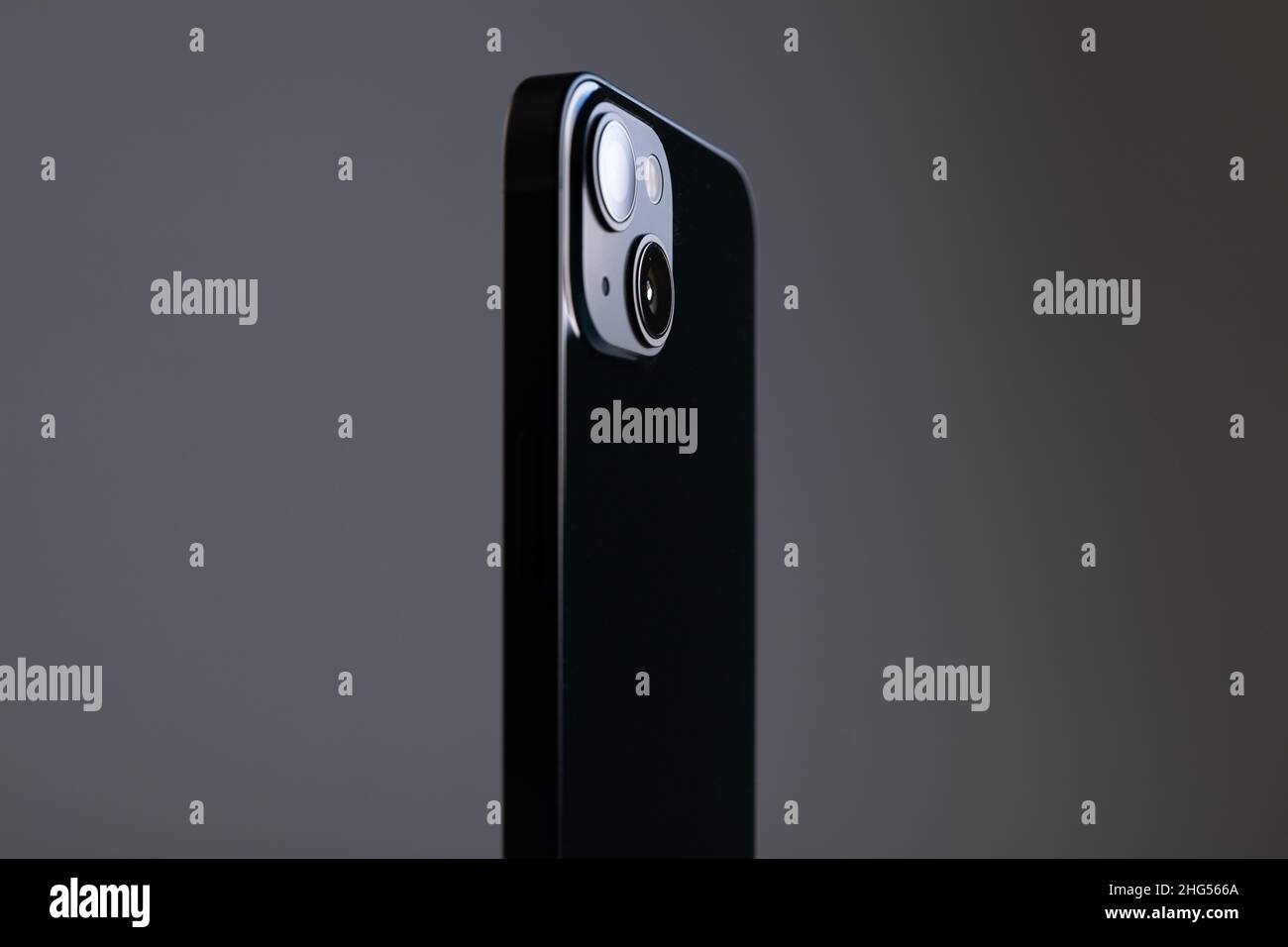 modern rectangular black smartphone on with straight edges and two ...