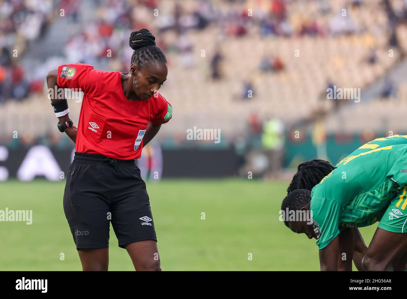 YAOUNDE, CAMEROON - JANUARY 18: Women referee Salima Mukansanga during ...