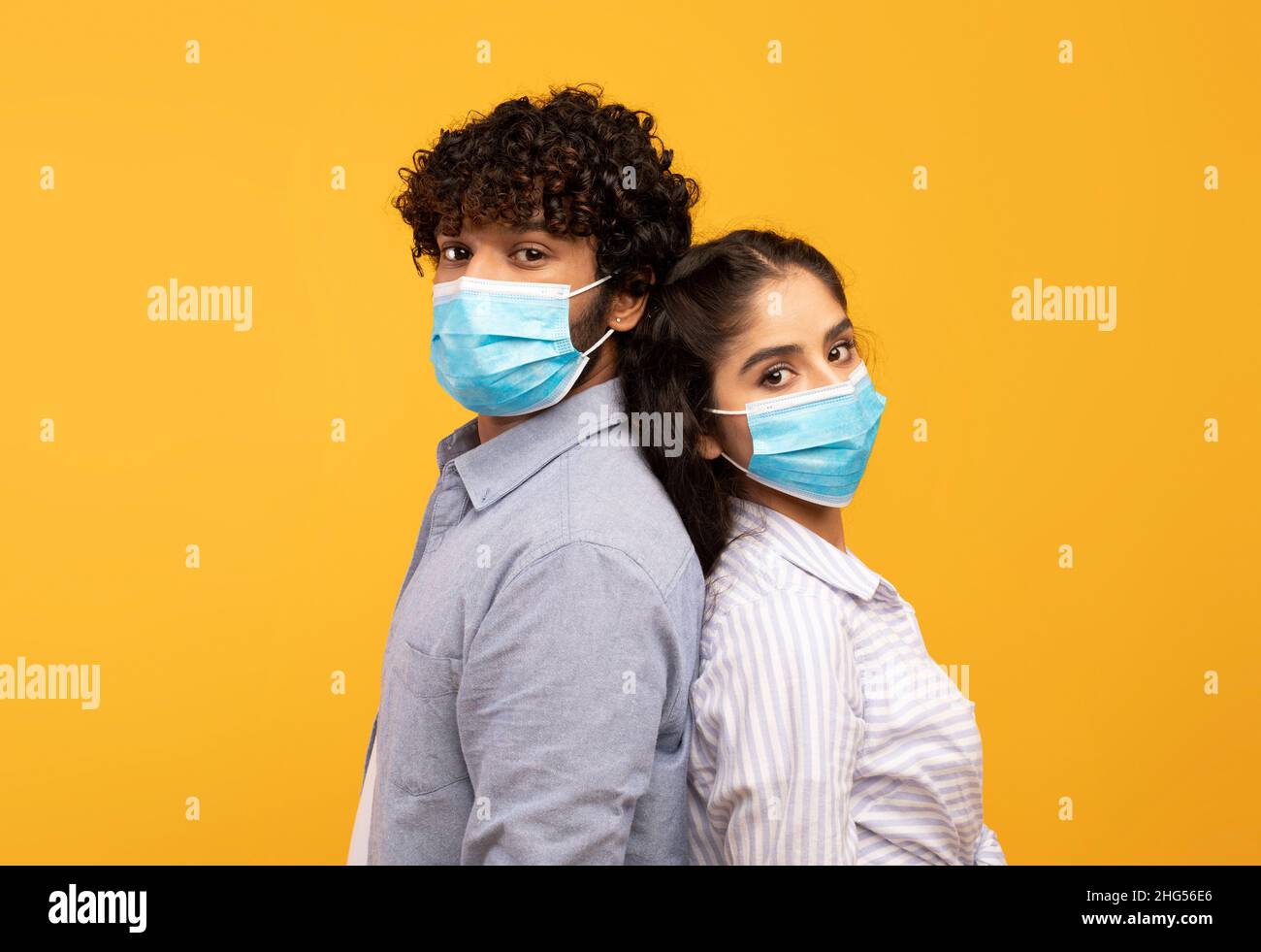 Indian couple wearing protective hi-res stock photography and images ...