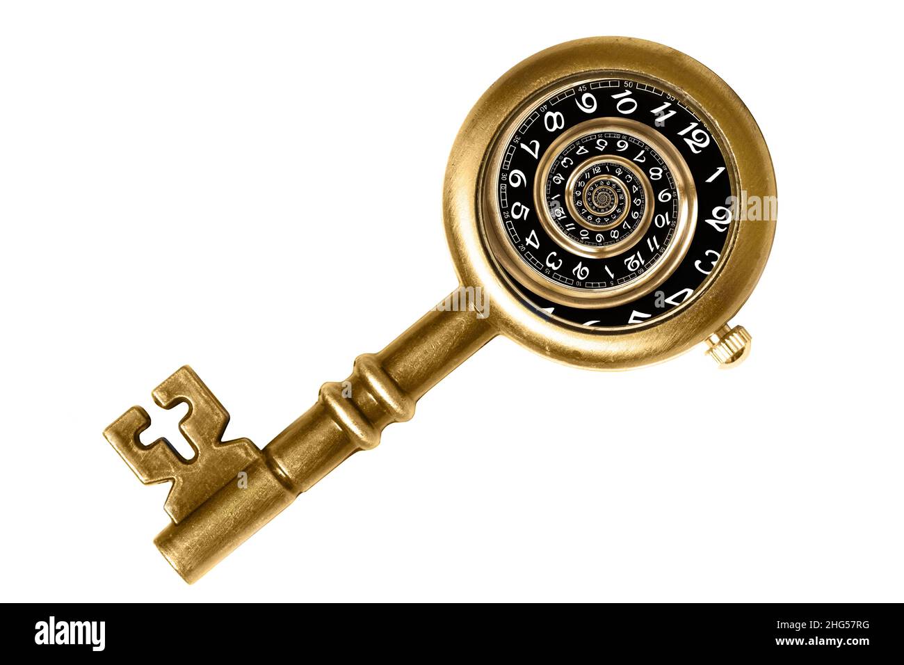 Antique style bronze toned key shaped skeleton watch with a swirled ...