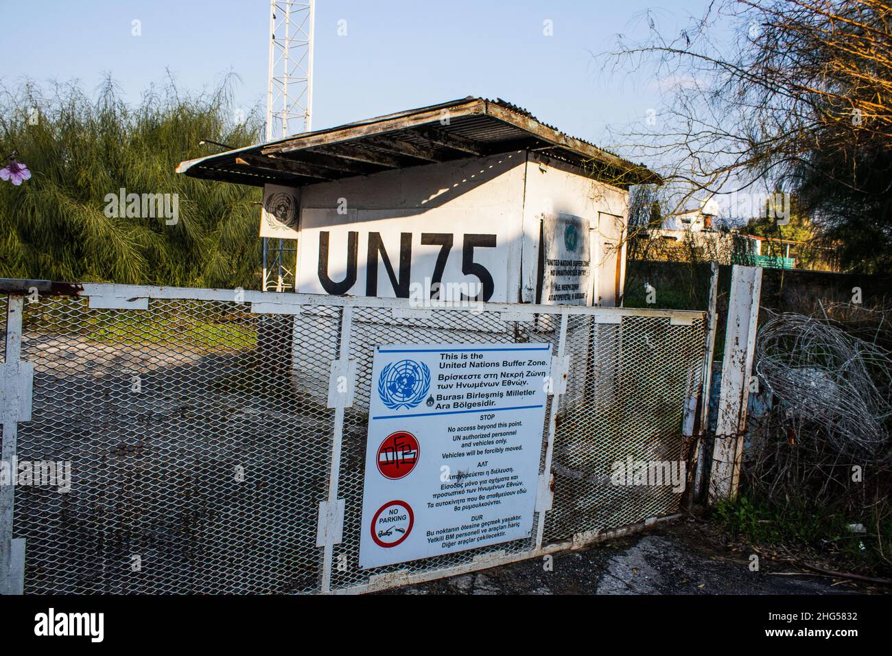 Nicosia, Cyprus - January 01, 2022 Cyprus-Turkish buffer zone ...