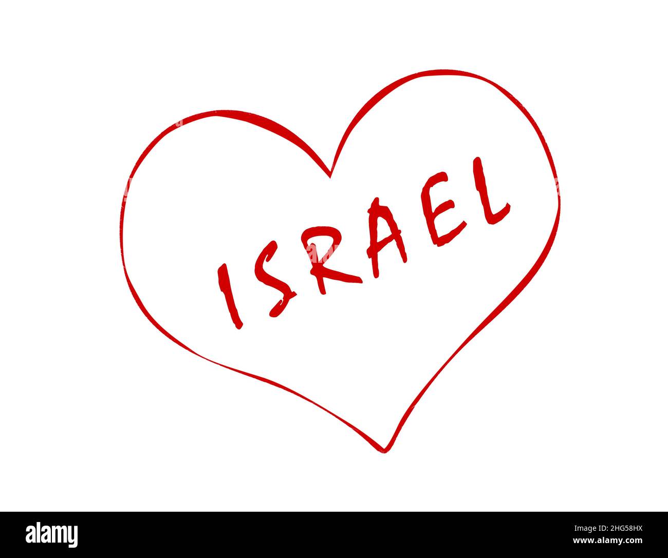 Israel text in the heart Stock Photo - Alamy