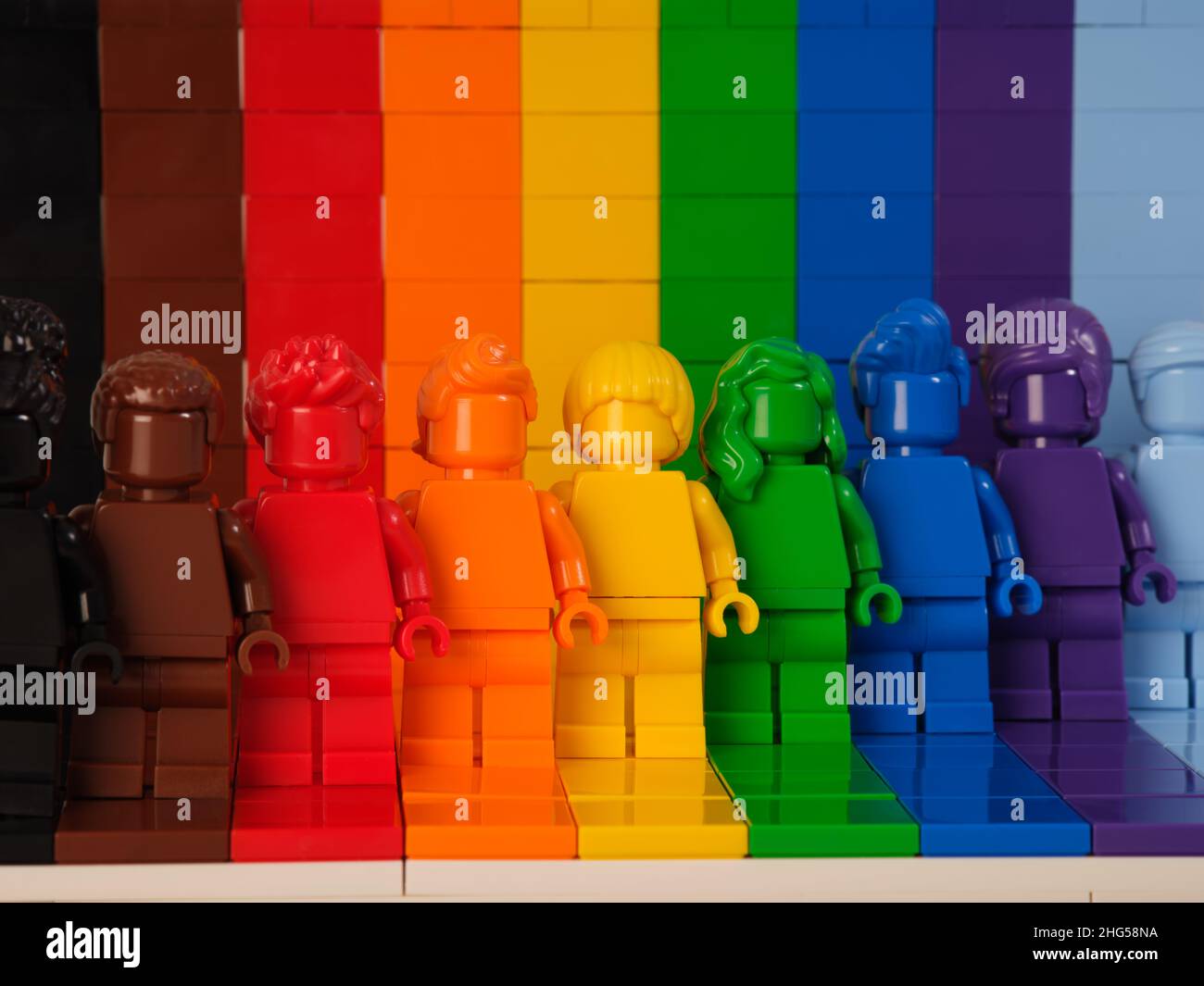 Tambov, Russian Federation - August 12, 2021 Nine Lego monochrome ...