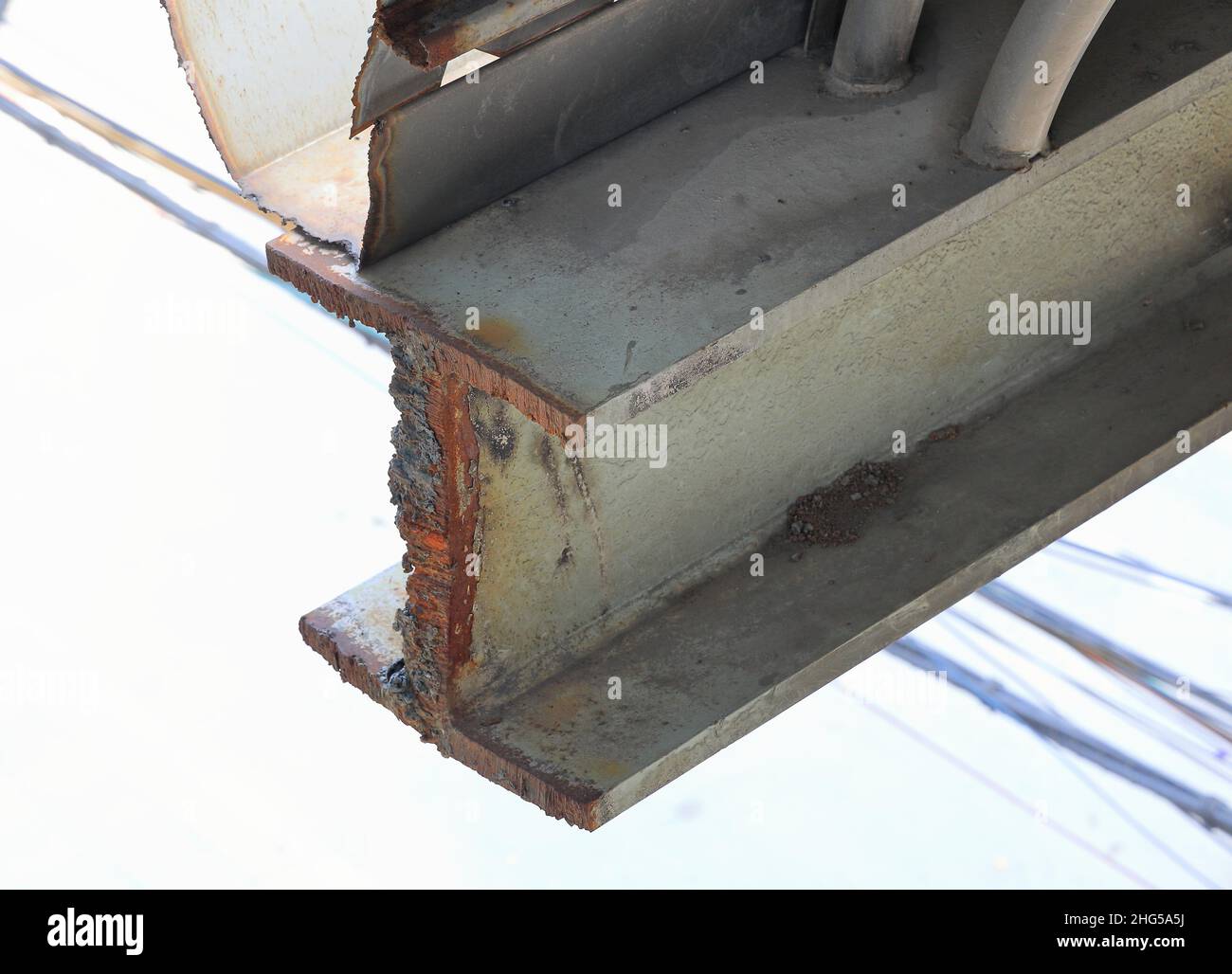 I-beam or Metal cutter, steel cutting by acetylene torch, on ...