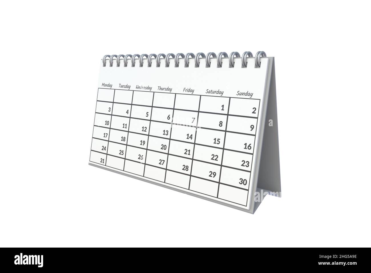 Paper calendar isolated on white background. 3d render Stock Photo - Alamy