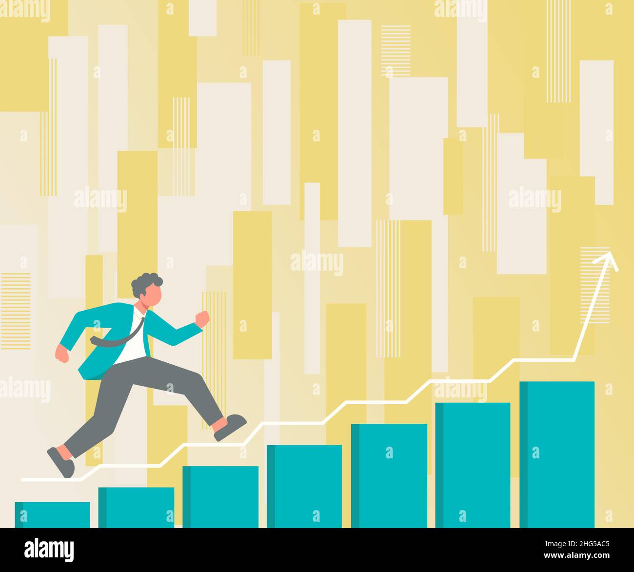 Gentleman In Suit Climbing Staris Running Forward Success Reaching ...