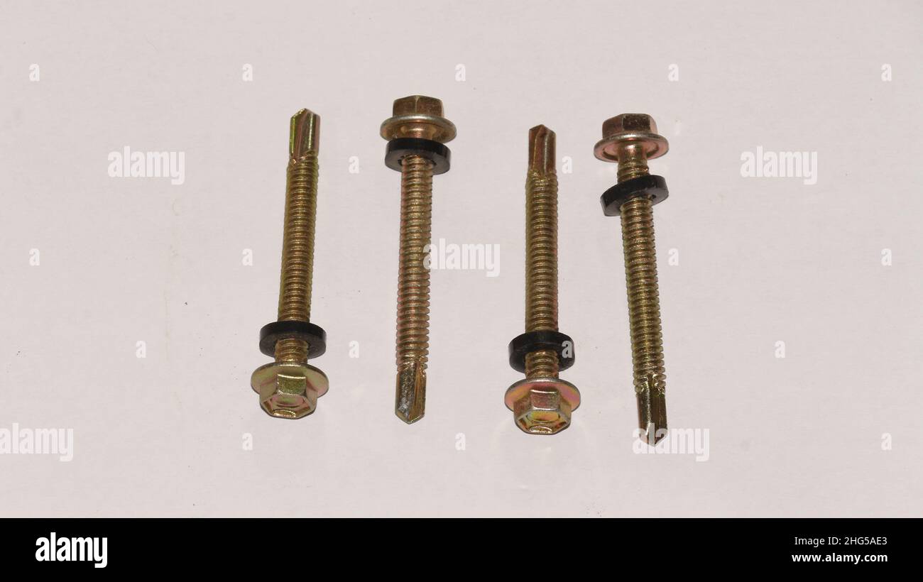 Roof bolts isolated on white background Stock Photo - Alamy