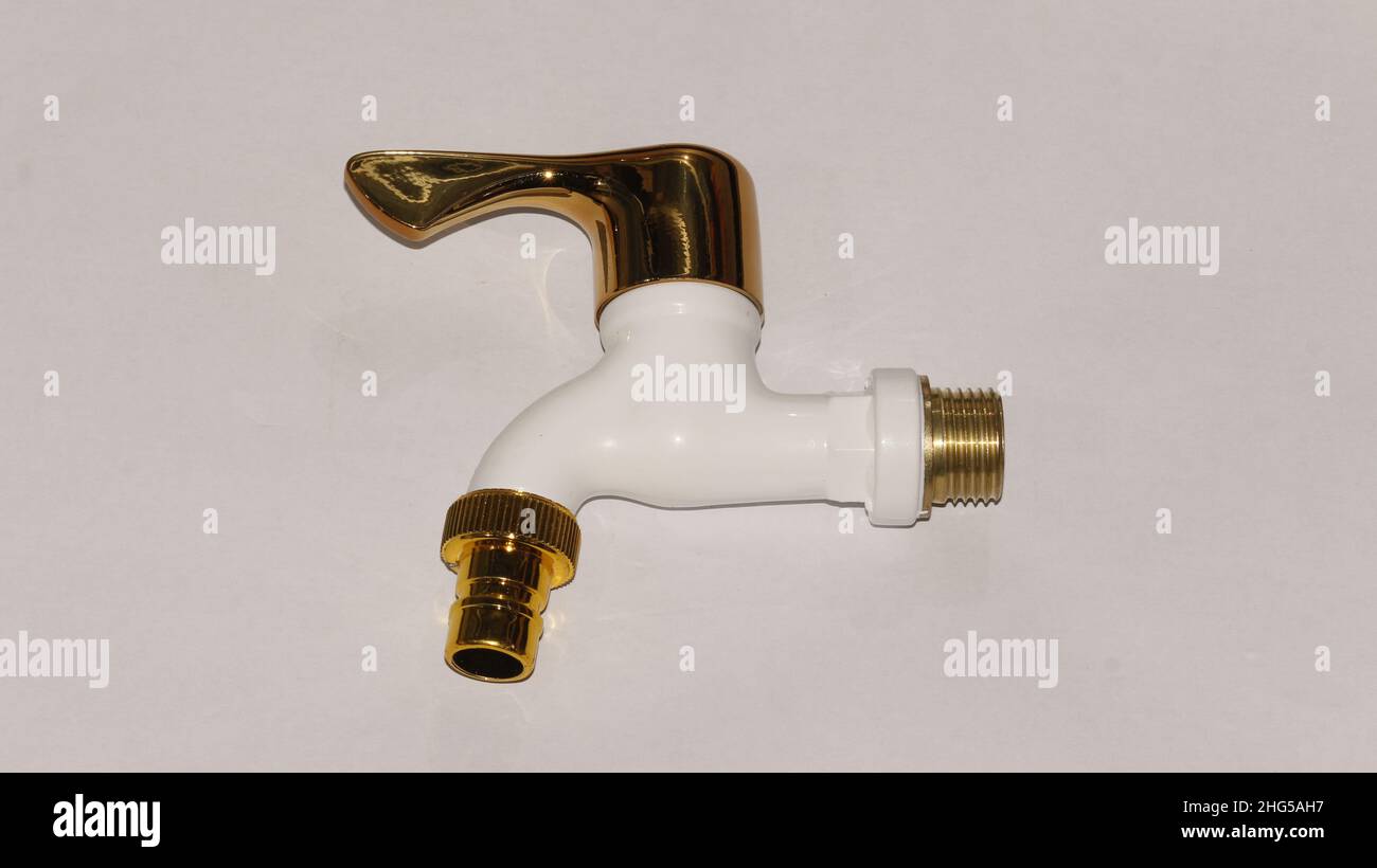 Water faucet isolated on a white background. Usually used in the ...