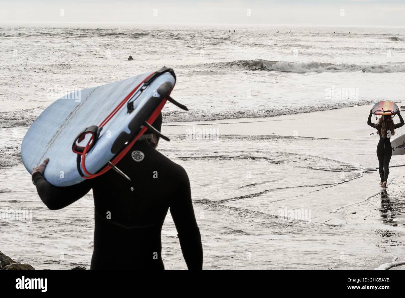 Early morning surfers in California Stock Photo - Alamy