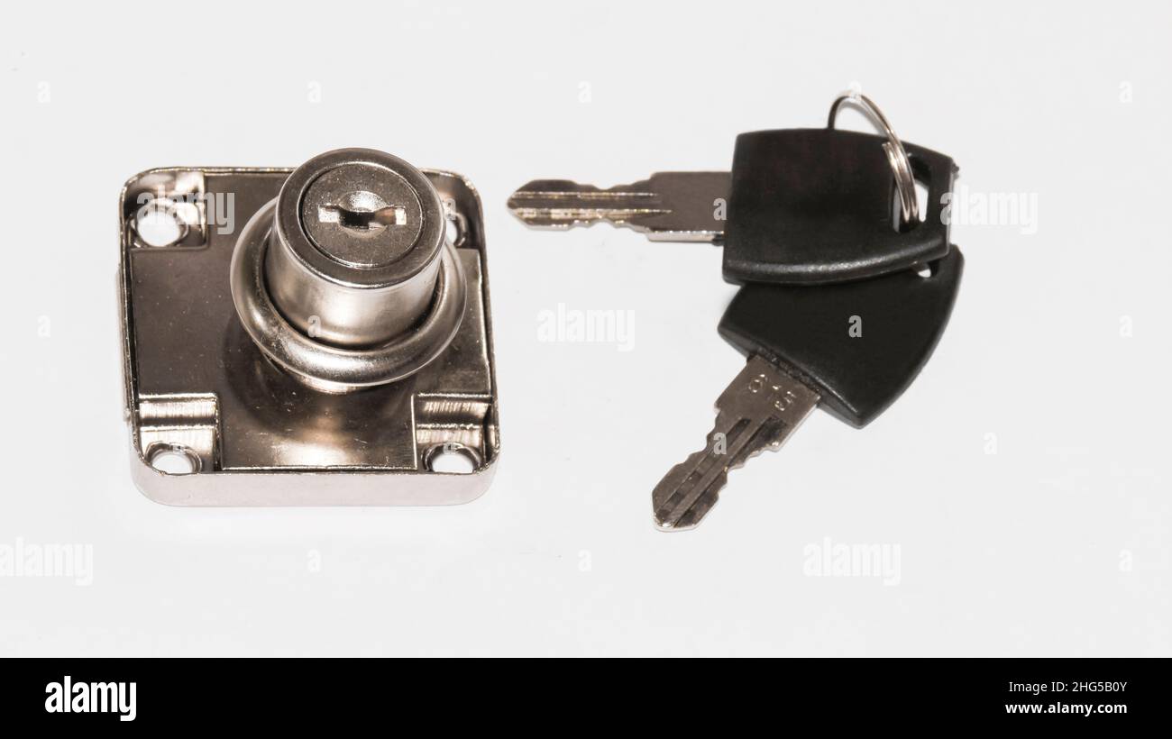 New lock drawer furniture with keys Stock Photo - Alamy