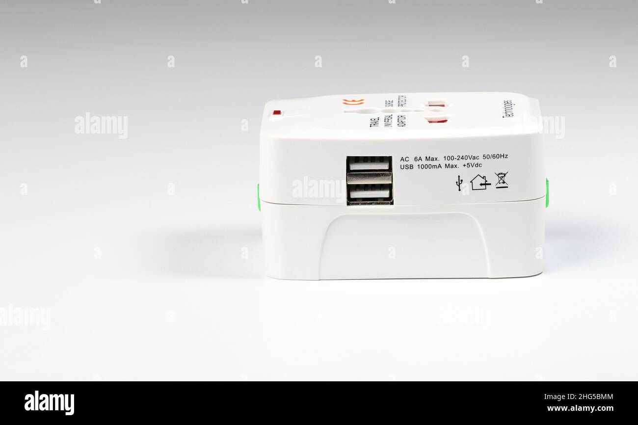 block type Universal plug adapter, travel plug adapter isolated on ...
