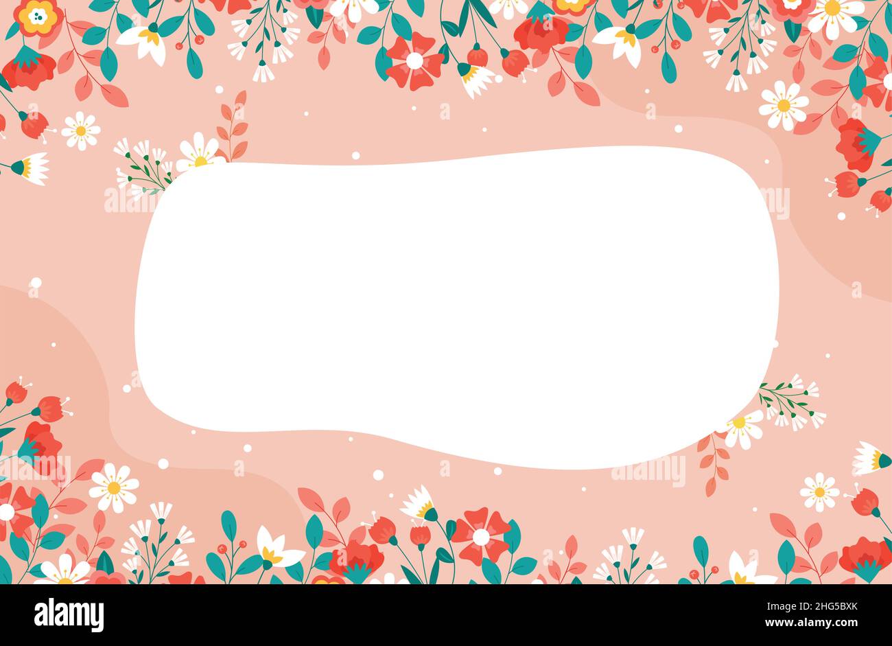 Text Frame Surrounded With Assorted Flowers Hearts And Leaves ...