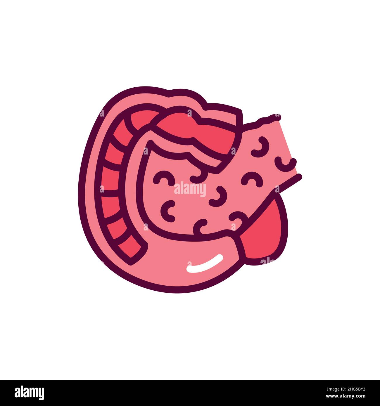 Human organ duodenum color line icon. Isolated vector element. Outline ...