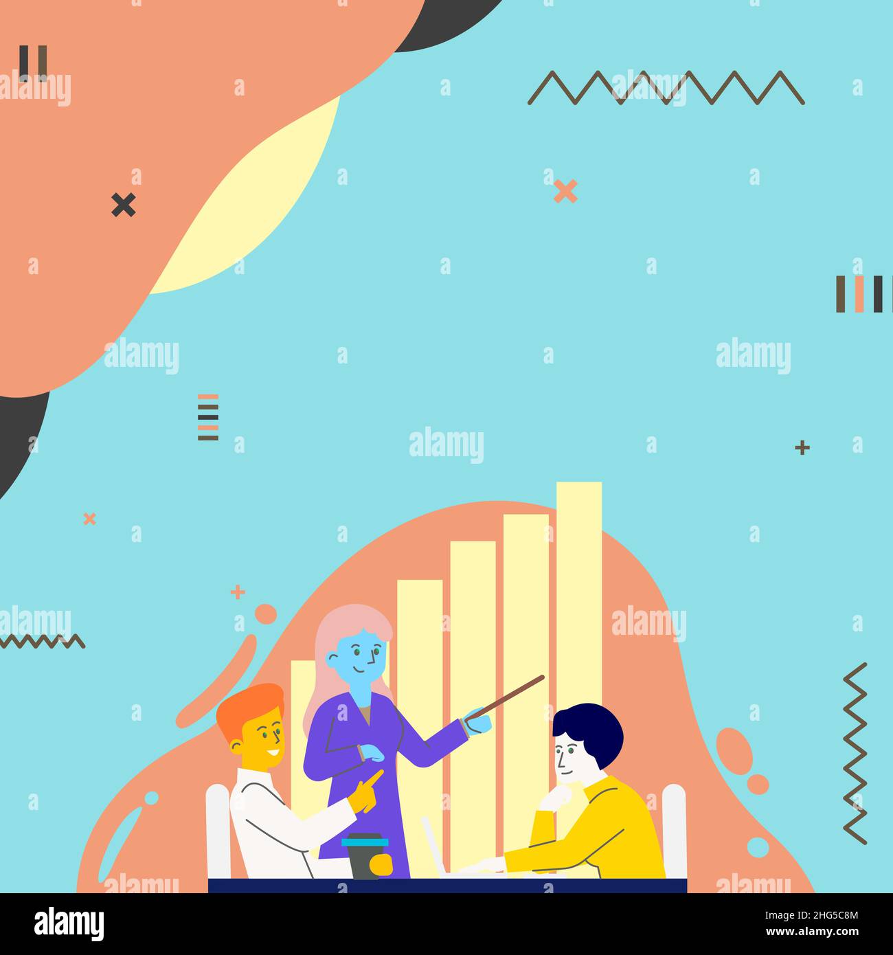 Lady Drawing Explaining To Her Teammate Process Steps. Woman Showing ...