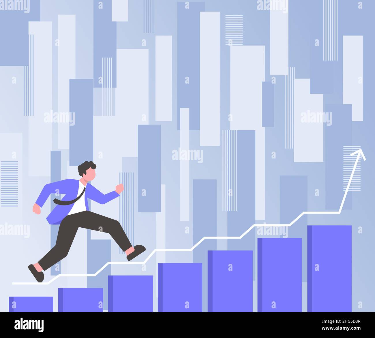 Gentleman In Suit Climbing Staris Running Forward Success Reaching ...