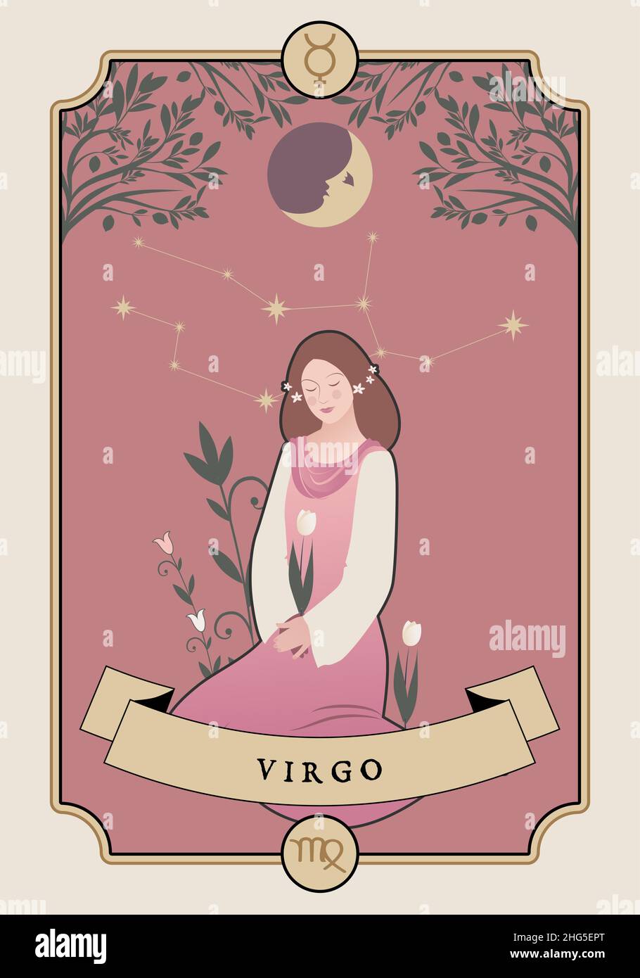 illustration Zodiac sign. Vintage card poster image. planet symbol ... illustration Zodiac sign. Vintage card poster image. planet symbol ...