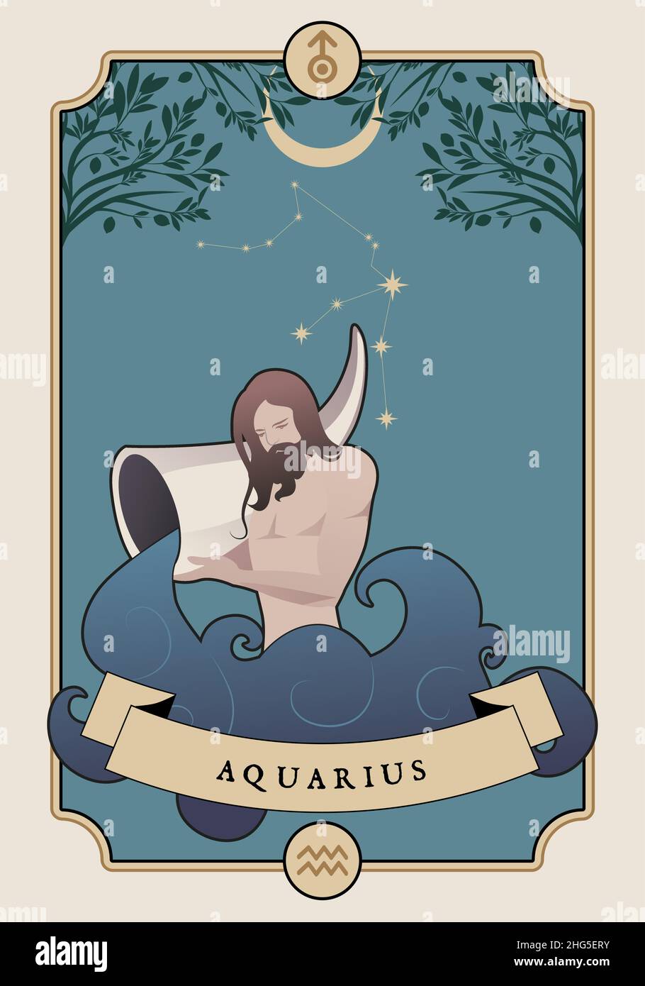 illustration Zodiac sign. Vintage card poster image. planet symbol ...