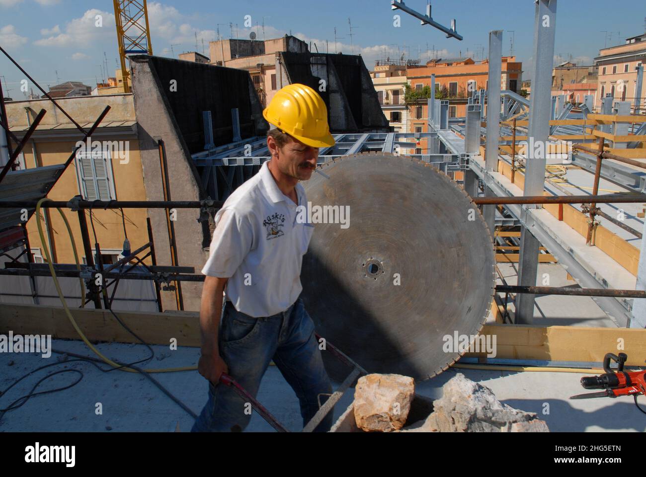 Rome, Italy 18/07/2006: construction site of the EMPAM building, piazza ...